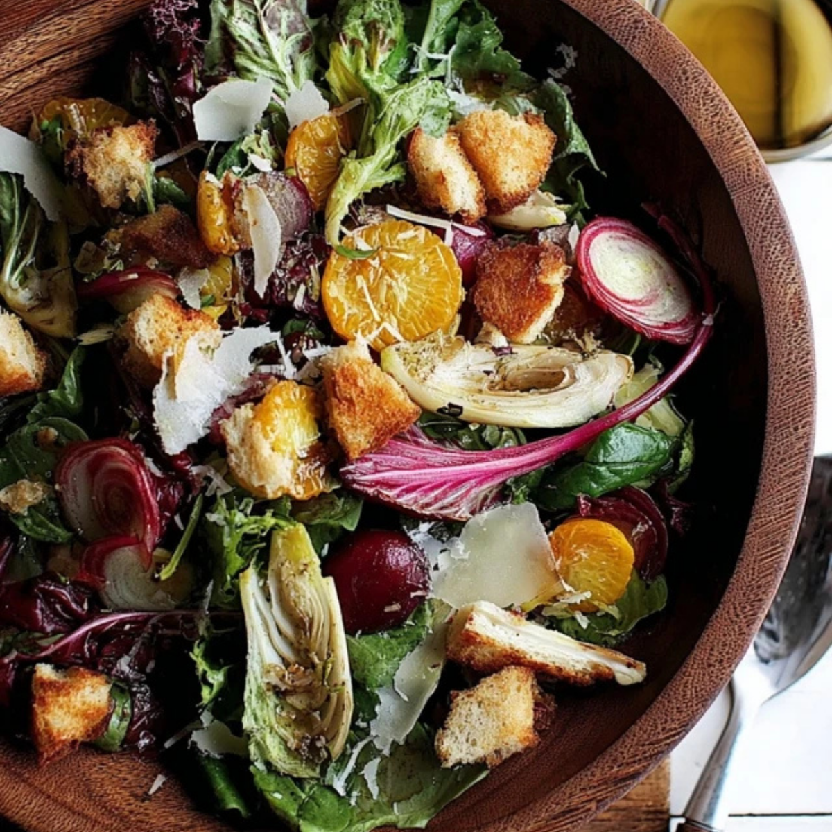 Rustic Winter Salad with Sherry Vinaigrette & Torn Croutons: A Perfect ...